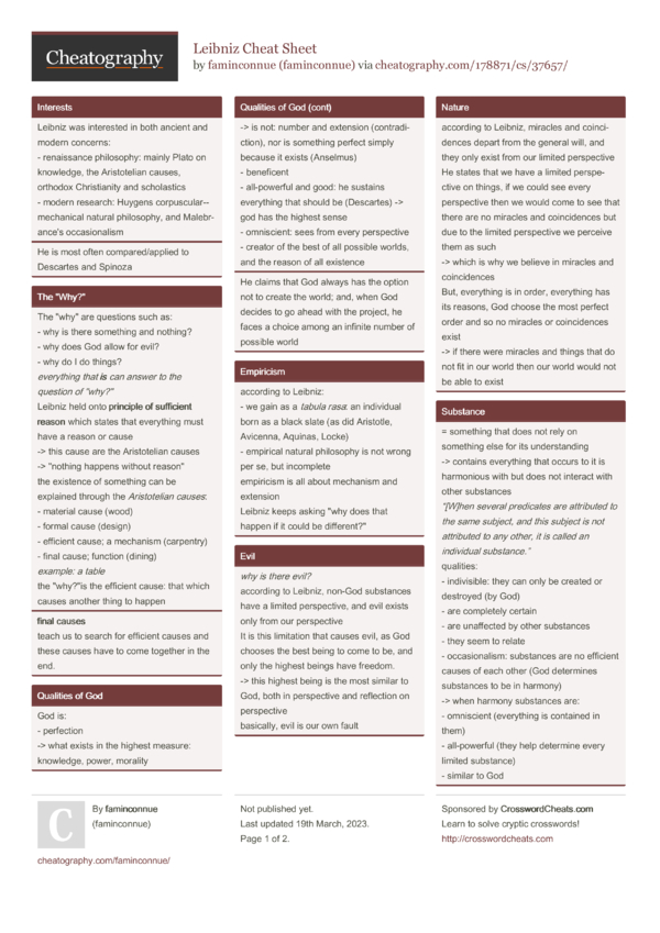 Leibniz Cheat Sheet by faminconnue - Download free from Cheatography ...