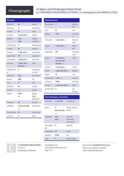 33 German Cheat Sheets - Cheatography.com: Cheat Sheets For Every Occasion