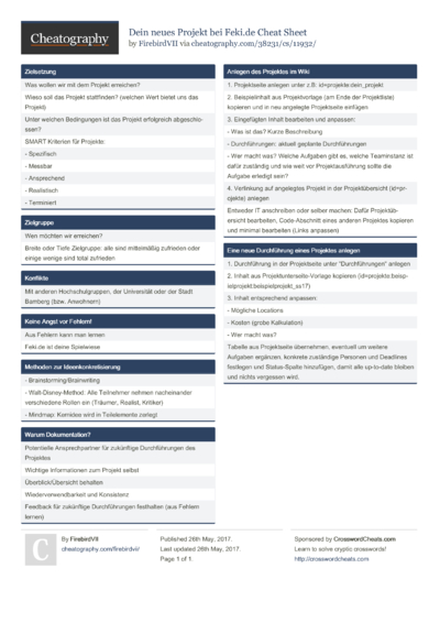 Cheat Sheets from May, 2017 - Cheatography.com: Cheat Sheets For Every Occasion