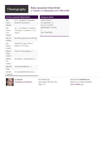 260 JavaScript Cheat Sheets - Cheatography.com: Cheat Sheets For Every Occasion