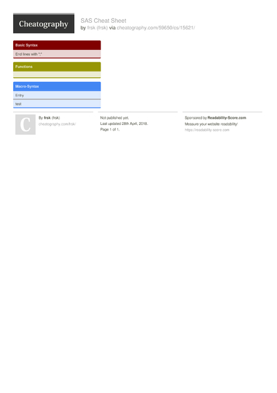 8 Sas Cheat Sheets - Cheatography.com: Cheat Sheets For Every Occasion