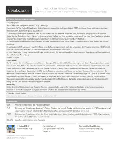 16 HTTP Cheat Sheets - Cheatography.com: Cheat Sheets For Every Occasion