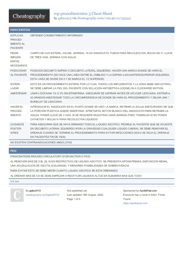 rcp procedimientos 3 Cheat Sheet by gabs0413 - Download free from ...