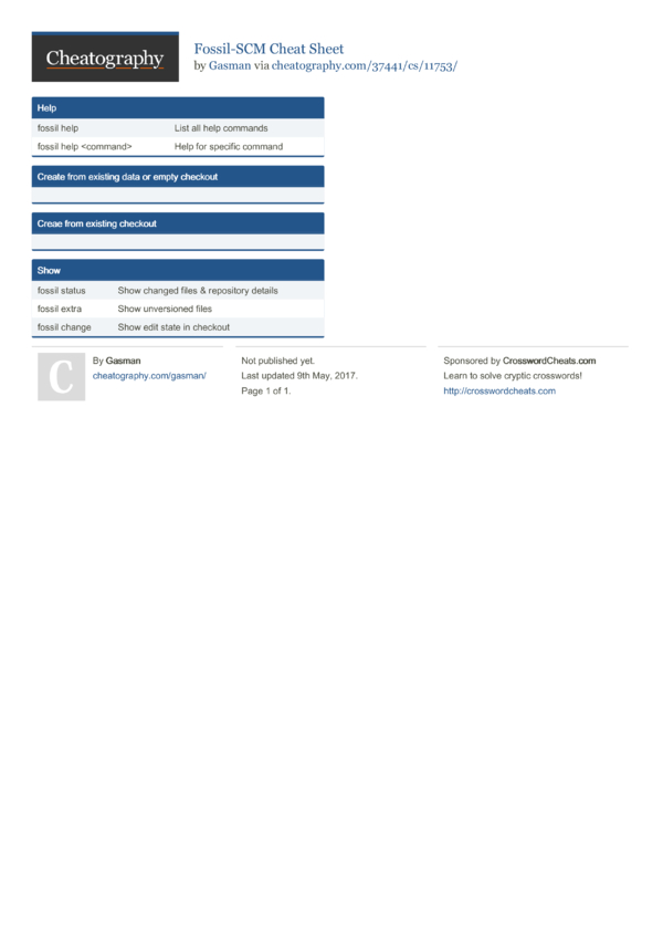 Fossil-SCM Cheat Sheet by Gasman - Download free from Cheatography - Cheatography.com: Cheat ...