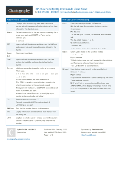 SDF COMmode Cheat Sheet by gcremerius - Download free from Cheatography ...