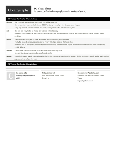 55 Geography Cheat Sheets - Cheatography.com: Cheat Sheets For Every ...