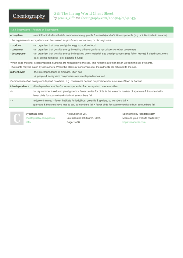 G1B The Living World Cheat Sheet by genius_elffo - Download free from ...