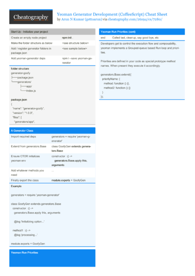 20 Generator Cheat Sheets - Cheatography.com: Cheat Sheets For Every ...