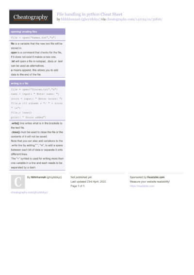 24 Ocr Cheat Sheets - Cheatography.com: Cheat Sheets For Every Occasion