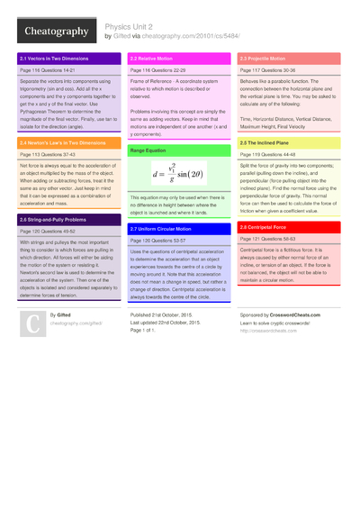 Cheat Sheets Matching "physics" - Cheatography.com: Cheat Sheets For ...