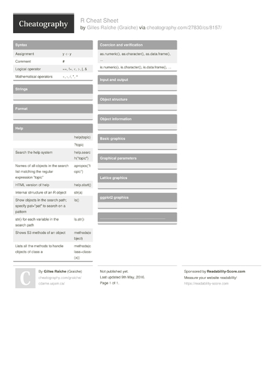 93 Statistics Cheat Sheets - Cheatography.com: Cheat Sheets For Every Occasion