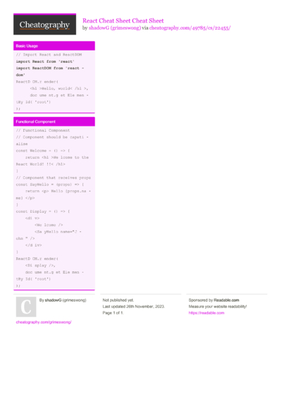 31 Syntax Cheat Sheets - Cheatography.com: Cheat Sheets For Every Occasion