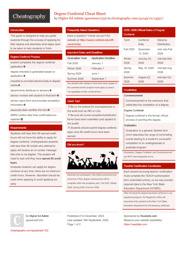 Degree Conferral Cheat Sheet by guestuser123 - Download free from ...