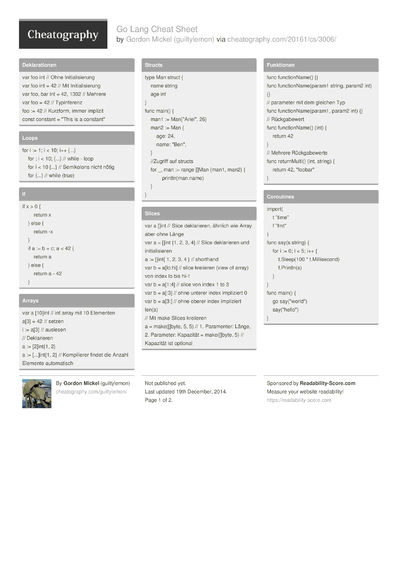 16 Go Cheat Sheets - Cheatography.com: Cheat Sheets For Every Occasion