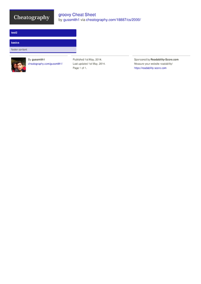 2 Groovy Cheat Sheets - Cheatography.com: Cheat Sheets For Every Occasion