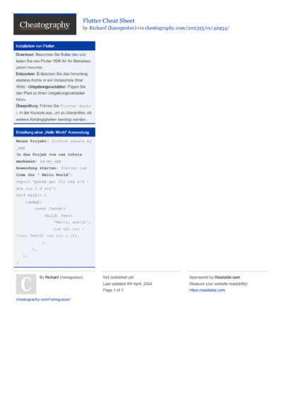 10 Flutter Cheat Sheets - Cheatography.com: Cheat Sheets For Every Occasion