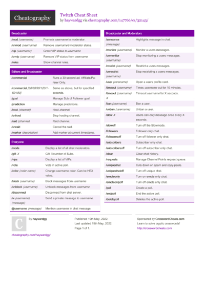 157 Games Cheat Sheets - Cheatography.com: Cheat Sheets For Every Occasion
