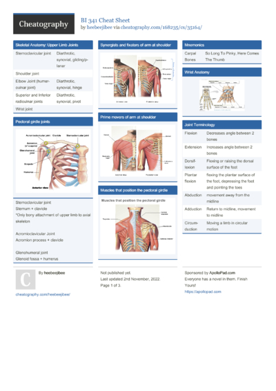 68 Anatomy Cheat Sheets - Cheatography.com: Cheat Sheets For Every Occasion