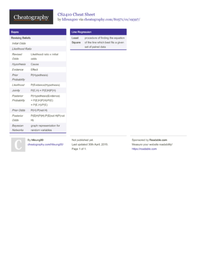 21 Probability Cheat Sheets - Cheatography.com: Cheat Sheets For Every Occasion