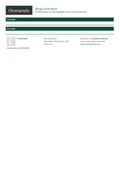 22 Django Cheat Sheets - Cheatography.com: Cheat Sheets For Every Occasion