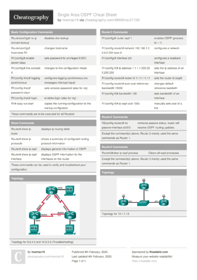 Cheat Sheets Matching "cisco" - Cheatography.com: Cheat Sheets For Every Occasion