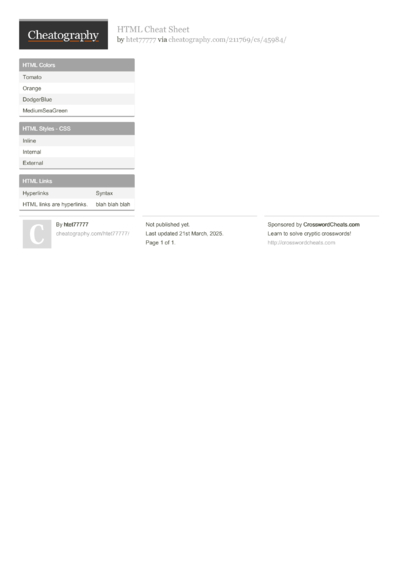 Create Cheat Sheets! - Cheatography.com: Cheat Sheets For Every Occasion