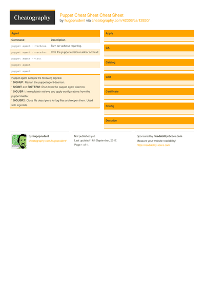 3 Puppet Cheat Sheets - Cheatography.com: Cheat Sheets For Every Occasion