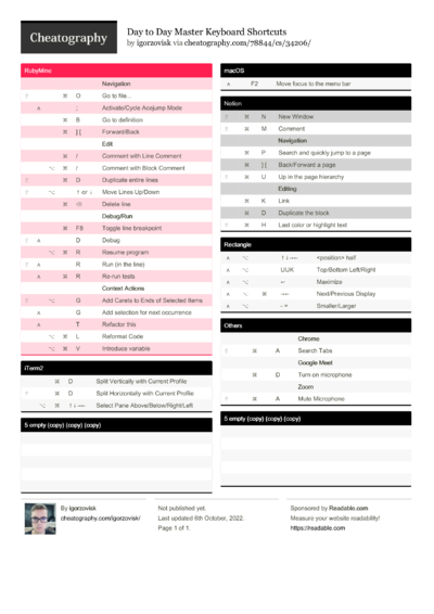 1108 Software Cheat Sheets - Cheatography.com: Cheat Sheets For Every Occasion