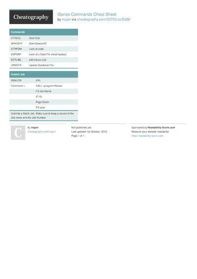 3 As400 Cheat Sheets Cheat Sheets For Every Occasion 3925