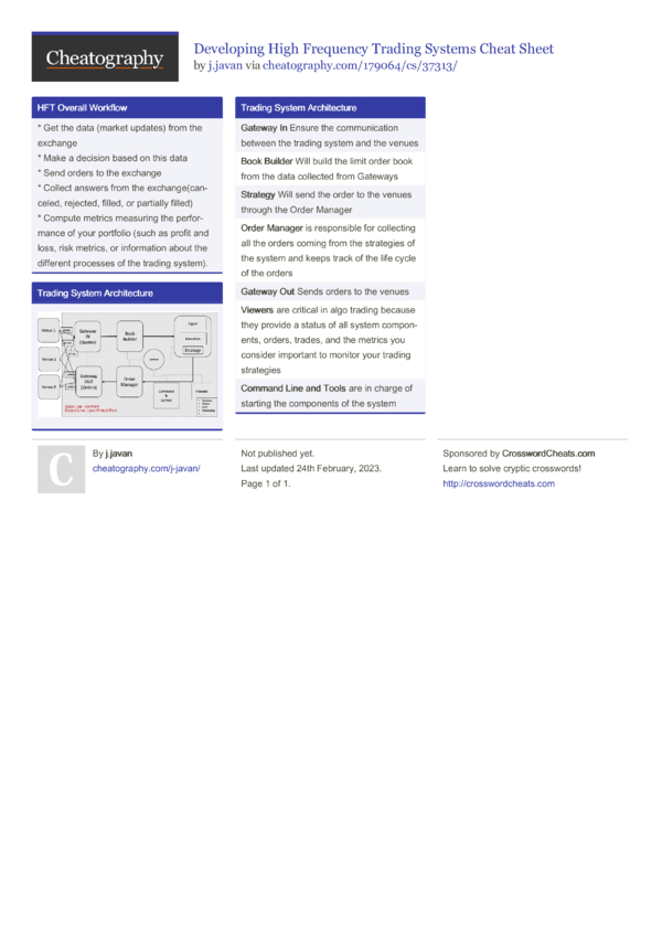Developing High Frequency Trading Systems Cheat Sheet by j.javan ...
