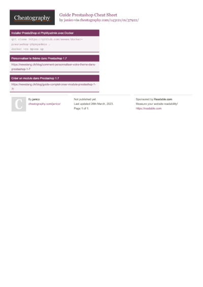 2 Prestashop Cheat Sheets - Cheatography.com: Cheat Sheets For Every ... 2 Prestashop Cheat Sheets - Cheatography.com: Cheat Sheets For Every ...