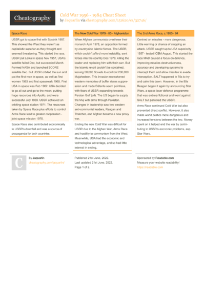 235 History Cheat Sheets - Cheatography.com: Cheat Sheets For Every ...