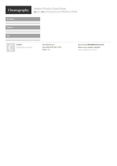 7 Modern Cheat Sheets - Cheatography.com: Cheat Sheets For Every Occasion