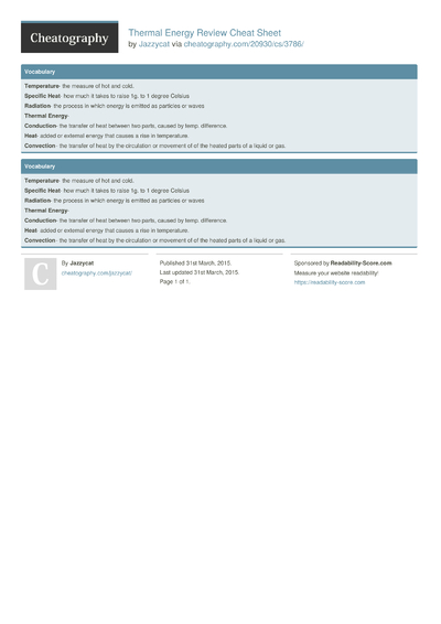 18 Energy Cheat Sheets - Cheatography.com: Cheat Sheets For Every Occasion