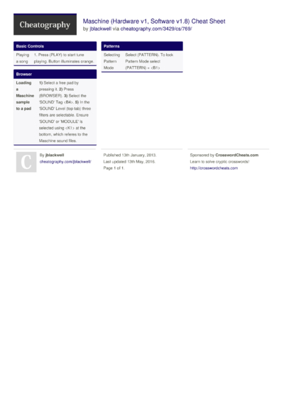 1 Maschine Cheat Sheet - Cheatography.com: Cheat Sheets For Every Occasion