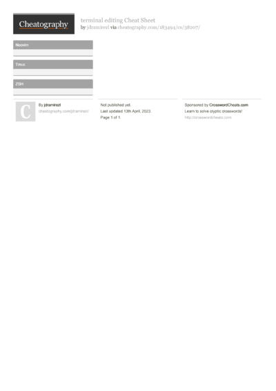 20 Neovim Cheat Sheets - Cheatography.com: Cheat Sheets For Every Occasion