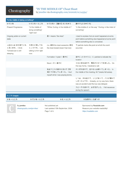 89 Japanese Cheat Sheets - Cheatography.com: Cheat Sheets For Every ...