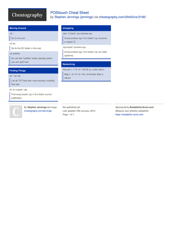 POSitouch Cheat Sheet by jennings - Download free from Cheatography ...