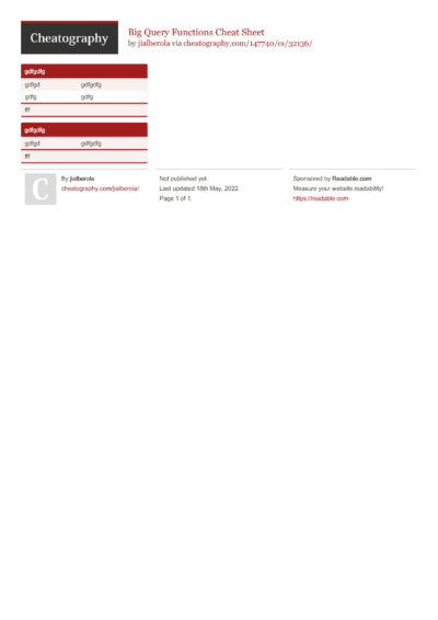 2 Bigquery Cheat Sheets - Cheatography.com: Cheat Sheets For Every Occasion