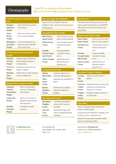 3295 Education Cheat Sheets - Cheatography.com: Cheat Sheets For Every ...