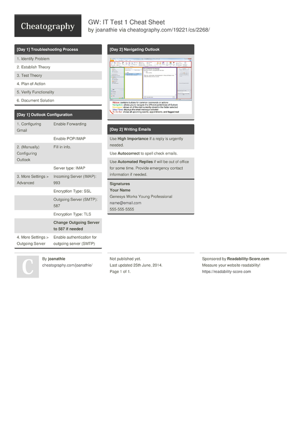 GW: IT Test 1 Cheat Sheet by joanathie - Download free from ...