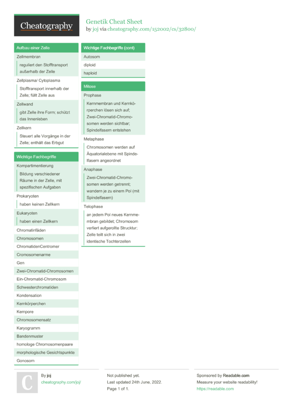 Genetik Cheat Sheet by joj - Download free from Cheatography ...