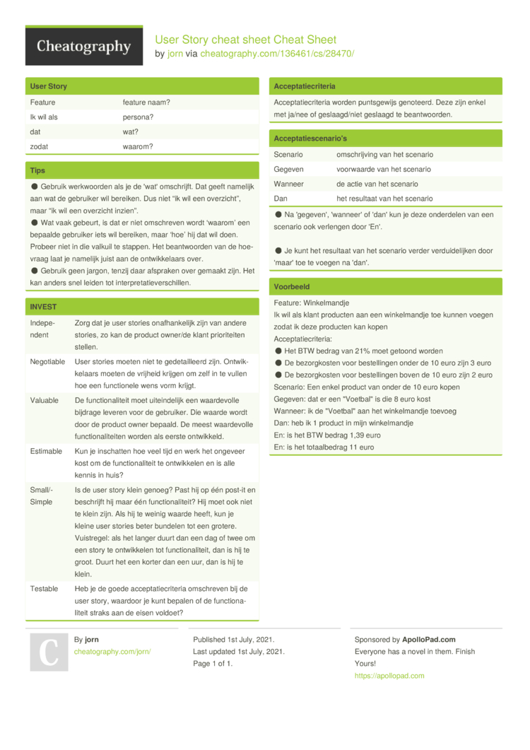 User Story cheat sheet Cheat Sheet by jorn - Download free from ... User Story cheat sheet Cheat Sheet by jorn - Download free from ...