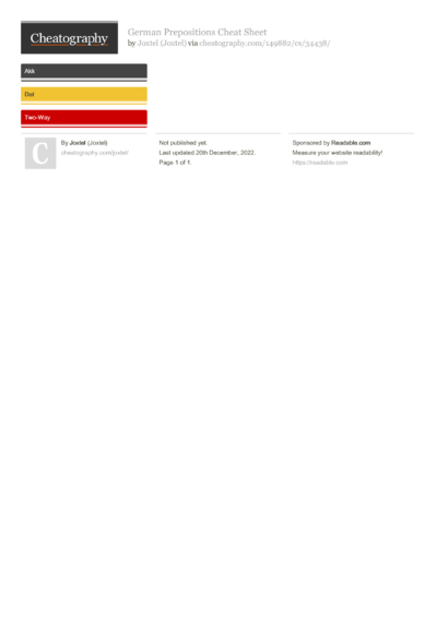 107 German Cheat Sheets - Cheatography.com: Cheat Sheets For Every Occasion