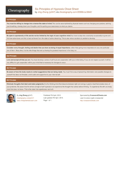 2 Hypnosis Cheat Sheets - Cheatography.com: Cheat Sheets For Every Occasion