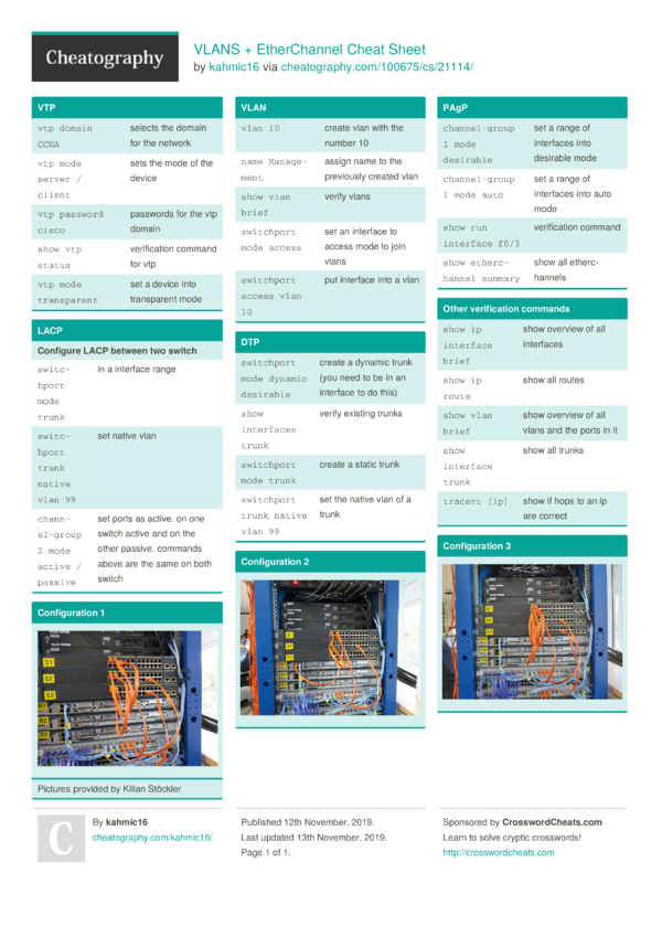 VLANS + EtherChannel Cheat Sheet by kahmic16 - Download free from ...