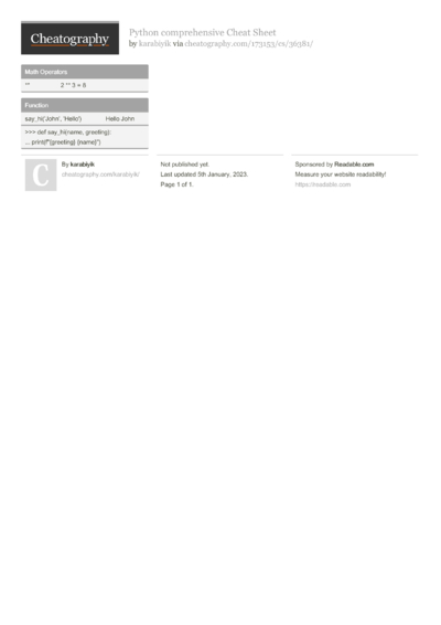 2103 Programming Cheat Sheets - Cheatography.com: Cheat Sheets For ...