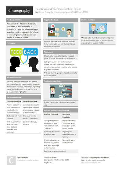 22 Feedback Cheat Sheets - Cheatography.com: Cheat Sheets For Every ...