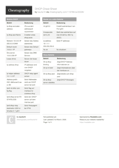 8 Dhcp Cheat Sheets Cheat Sheets For Every Occasion