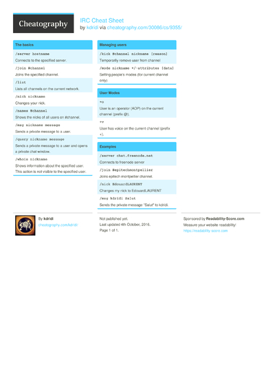 5 Irc Cheat Sheets - Cheatography.com: Cheat Sheets For Every Occasion